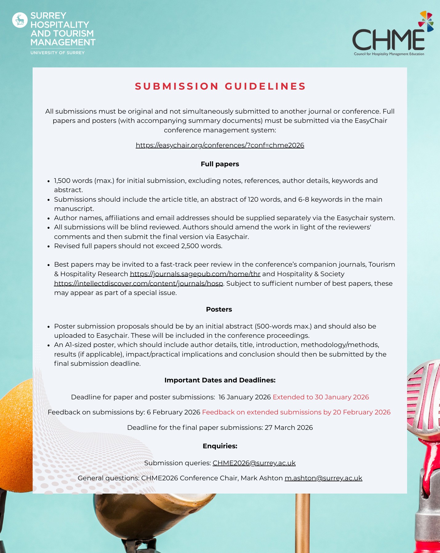 CHME 2026 Conference paper and poster submission deadline extension | CHME